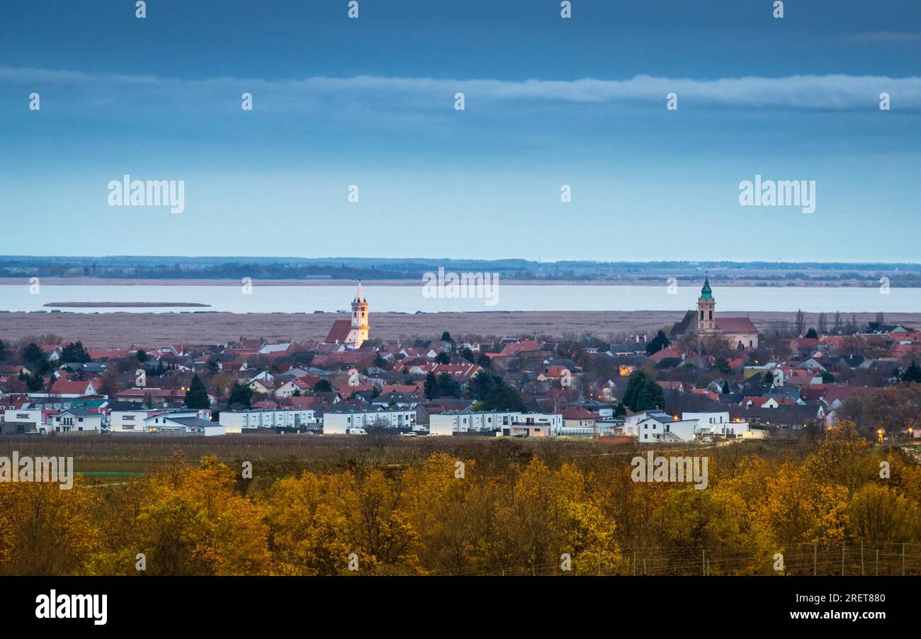 Two churches of Village of Rust in Burgenland with Neusiedlersee Stock ...