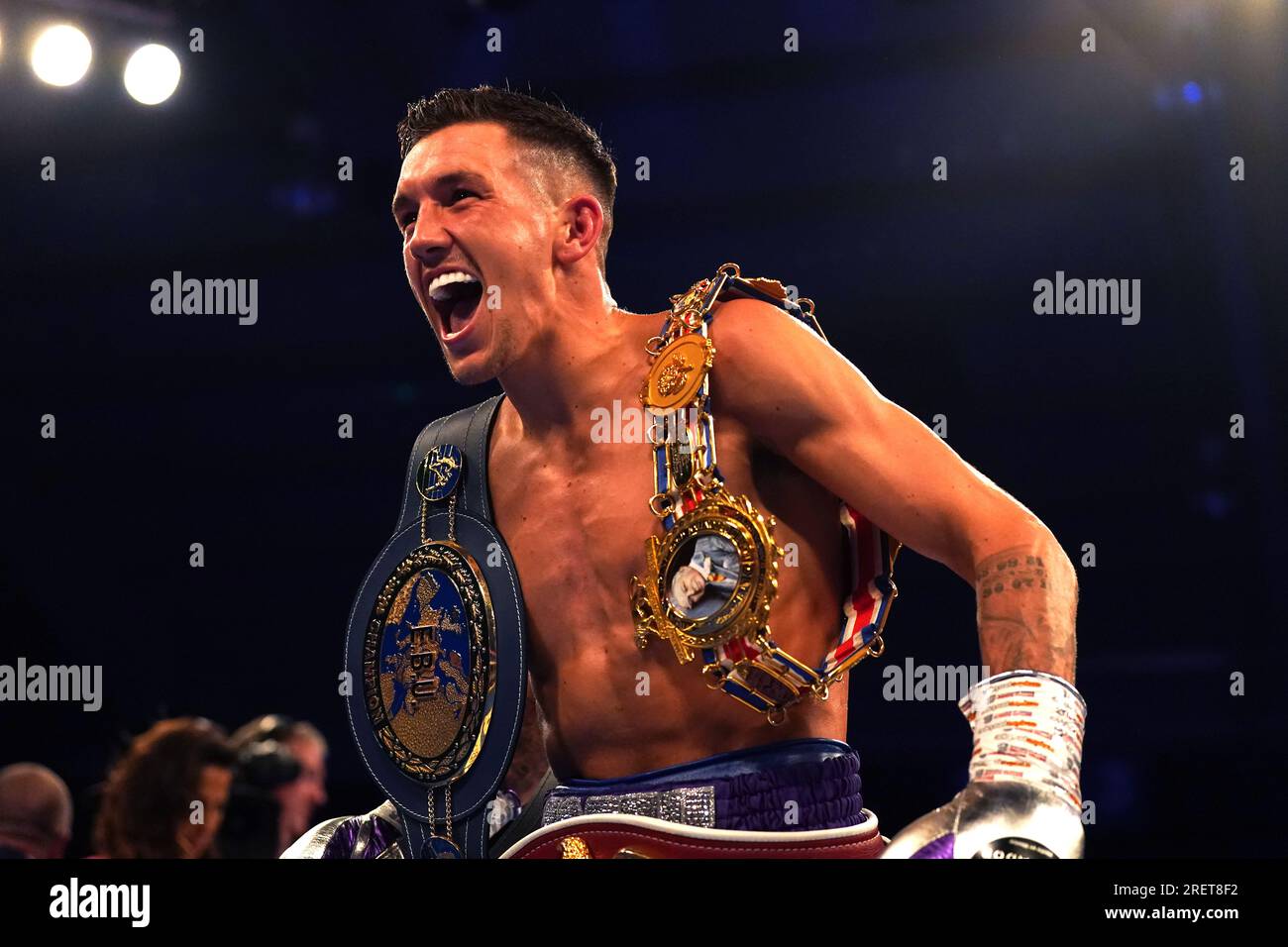 Liam Davies celebrates victory after defeating Jason Cunningham (not ...
