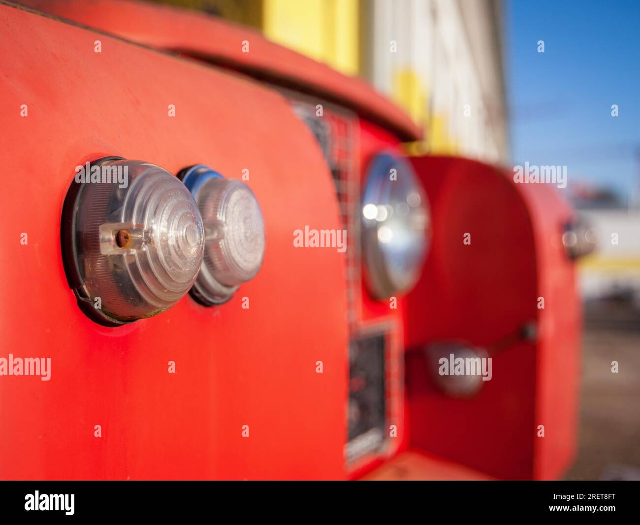 Front of an old red off-road car Stock Photo - Alamy