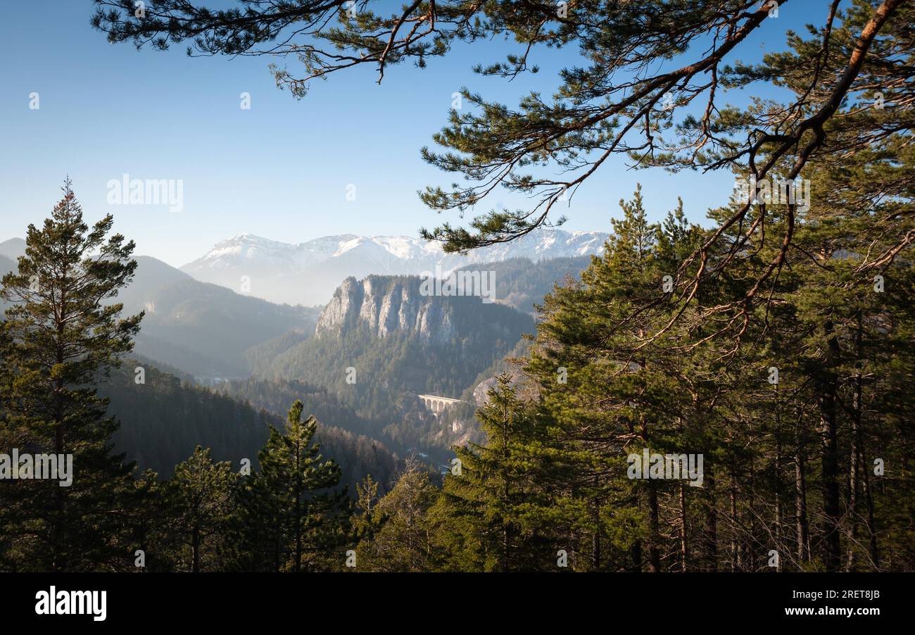Historic view of the semmering railway built by carl ghega with rax ...