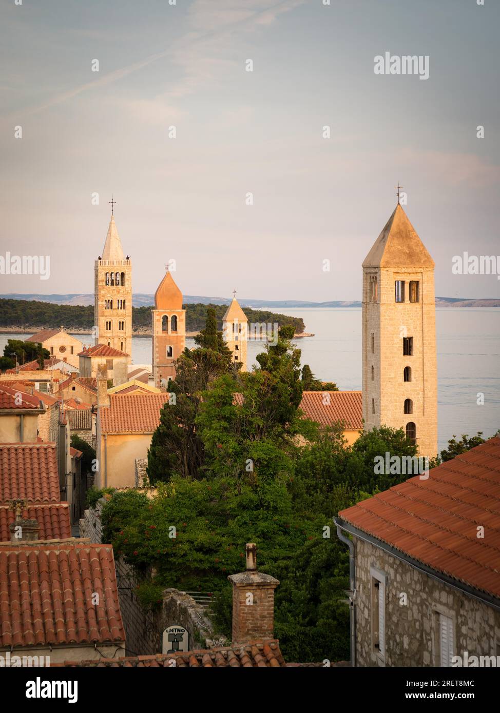 Rab is a Croatian island in the Adriatic Sea, old town encircled by ...