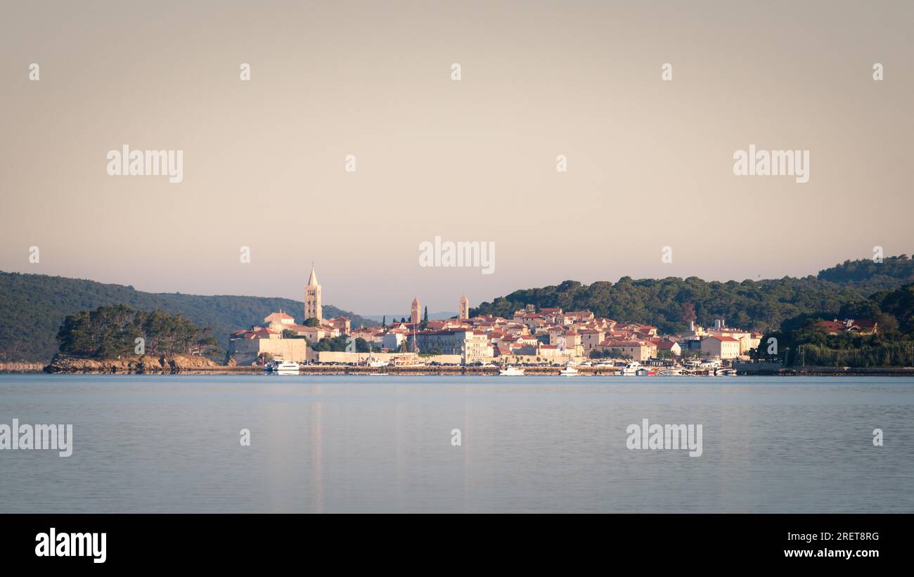 Rab is a Croatian island in the Adriatic Sea, old town encircled by ...