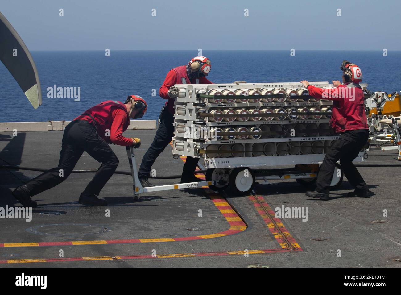 Sailors assigned to the world’s largest aircraft carrier USS Gerald R ...