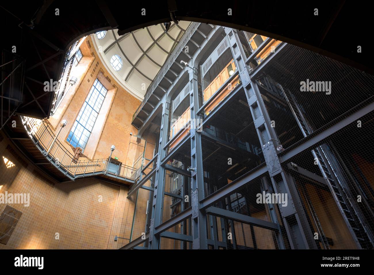 Elevators in the old Elbe tunnel (Elbtunnel), Hamburg, Germany Stock ...