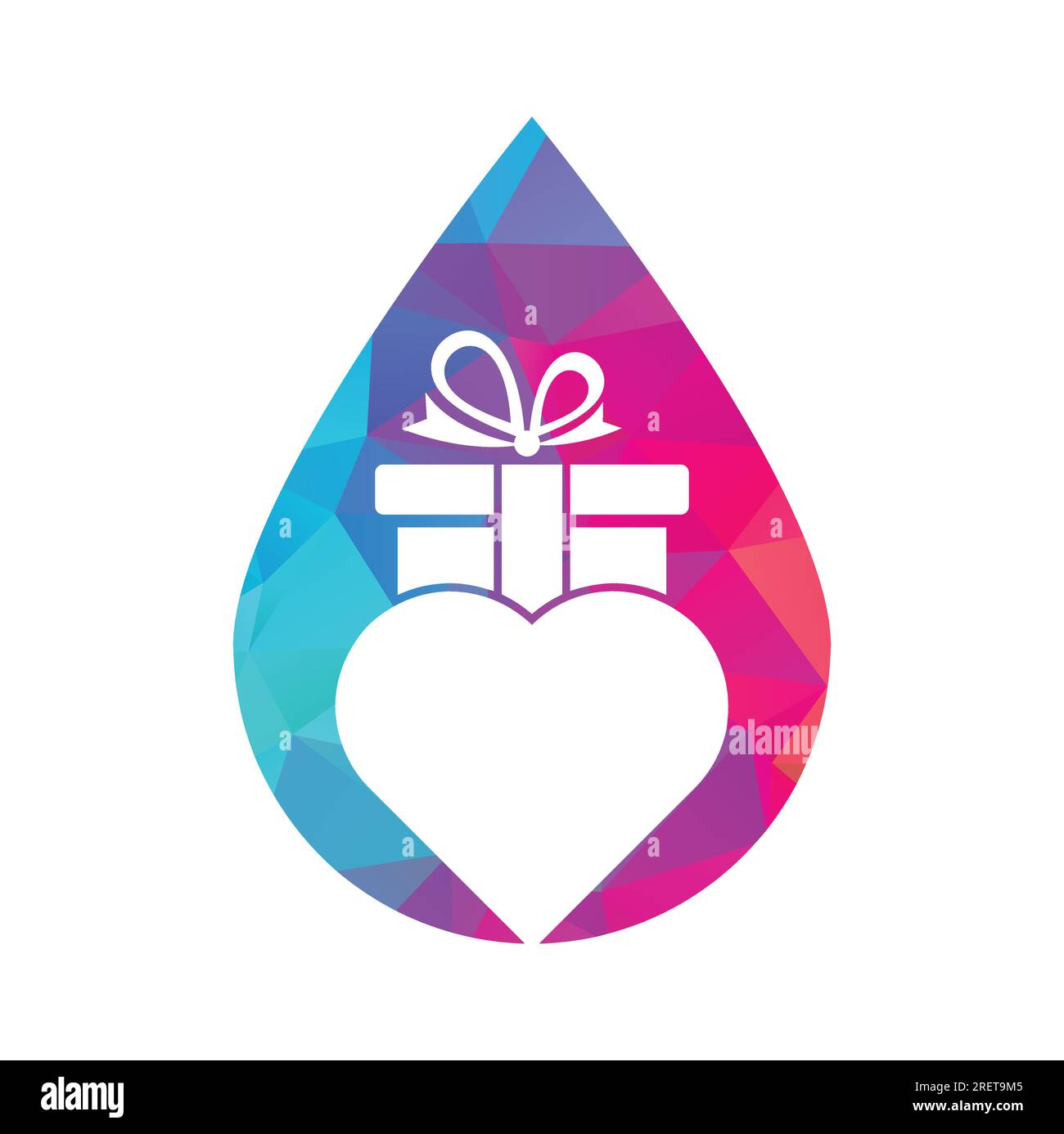 Love Gift drop shape concept Logo Vector Symbol Icon Design. Heart gift ...