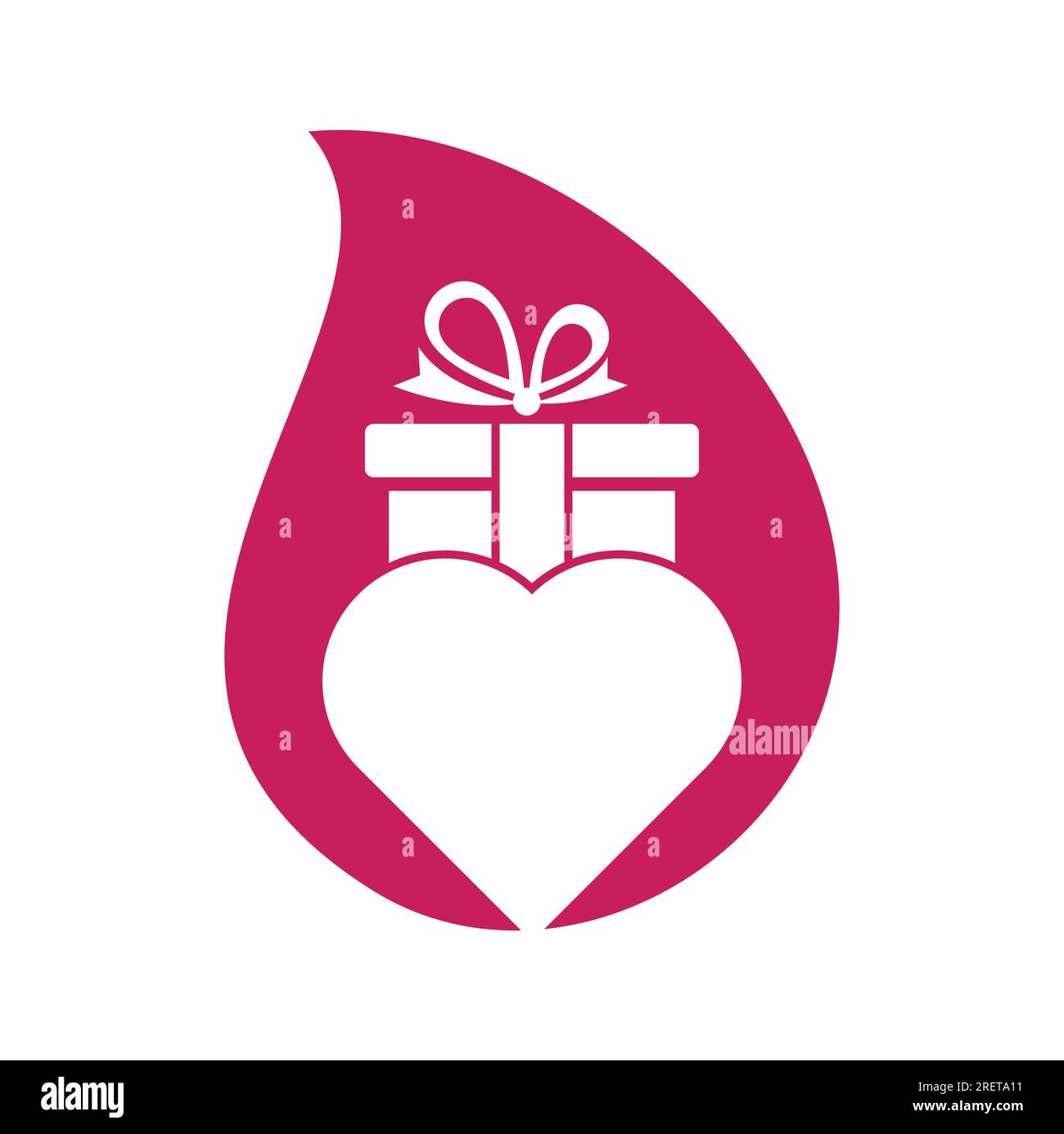 Love Gift drop shape concept Logo Vector Symbol Icon Design. Heart gift ...