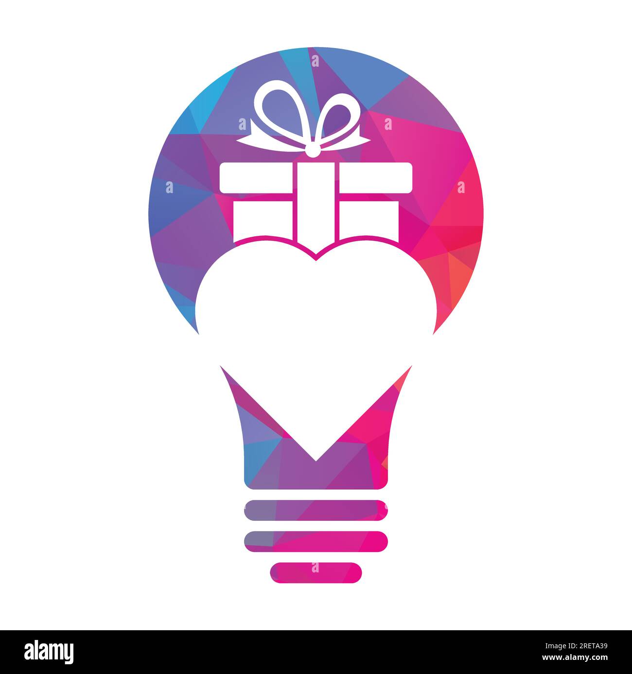 Love Gift bulb shape concept Logo Vector Symbol Icon Design. Heart gift ...
