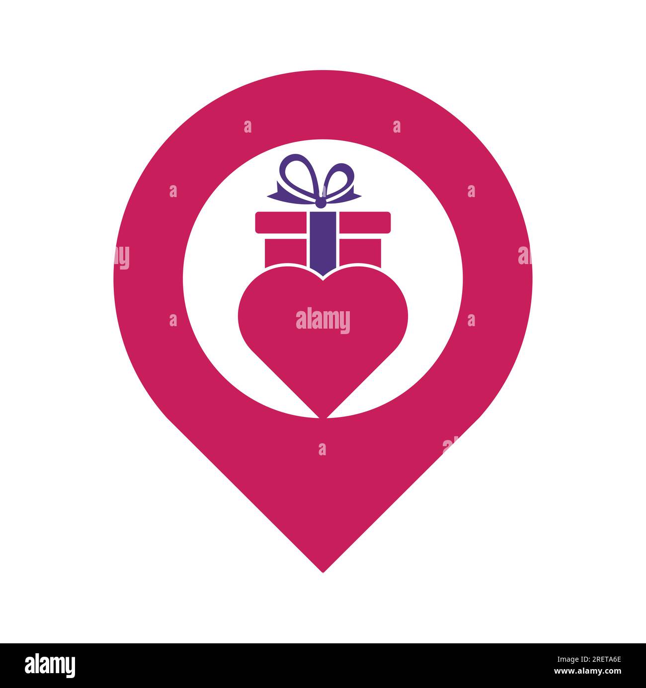 Love Gift gps shape concept Logo Vector Symbol Icon Design. Heart gift ...