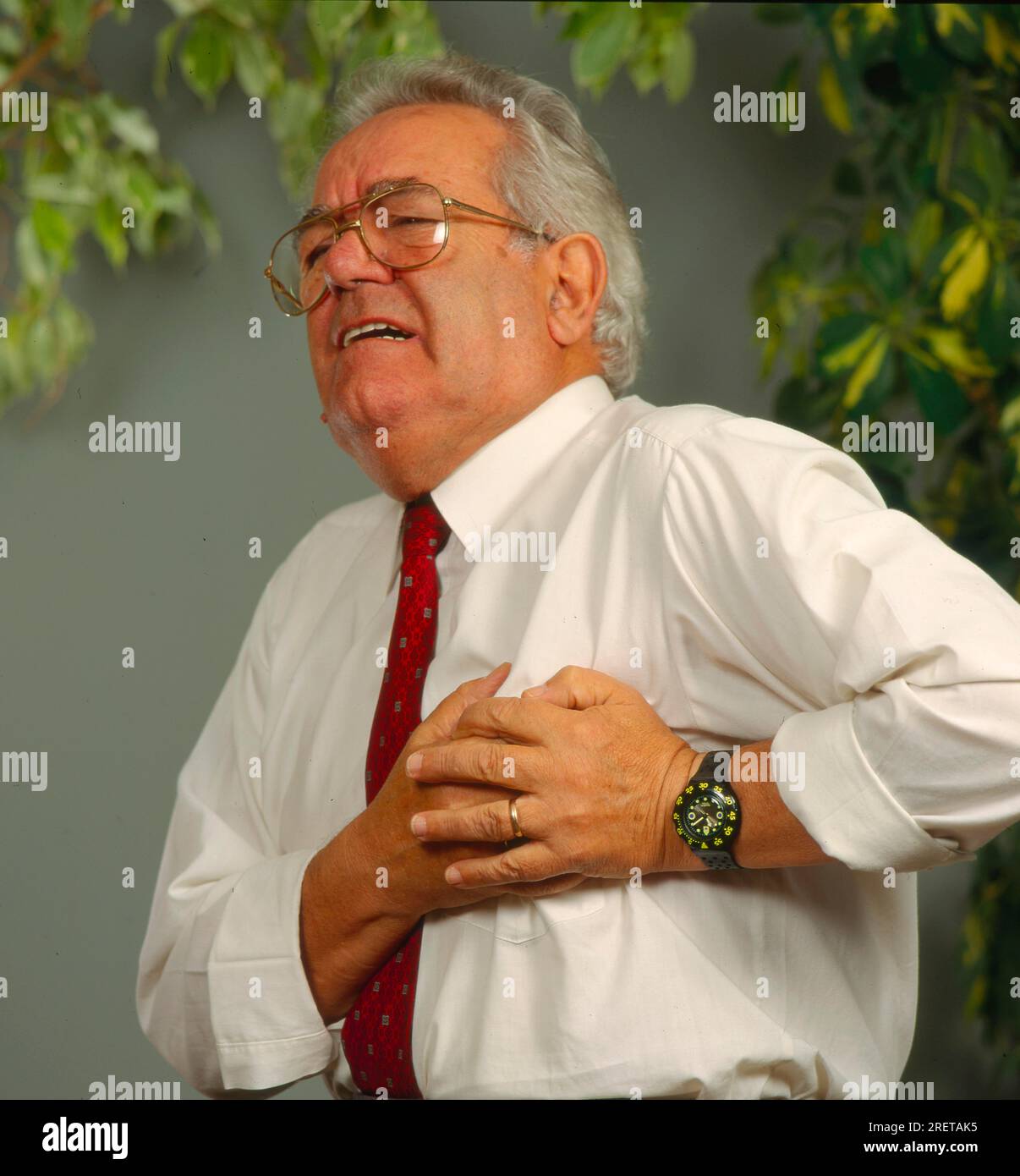 Elderly man with pain, heart pain, heart attack Stock Photo - Alamy