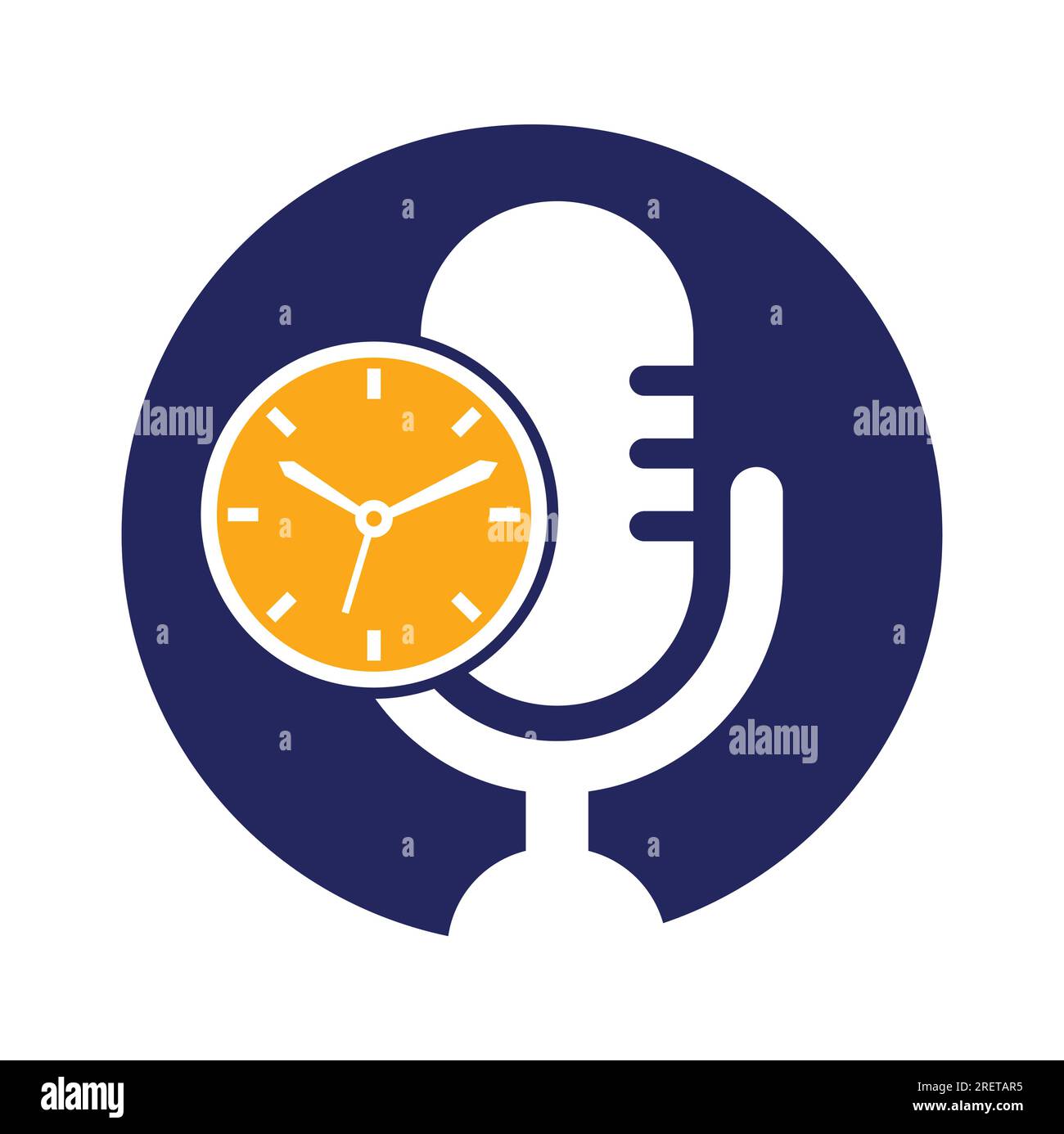 Podcast time vector logo design template. Mic clock vector logo design ...
