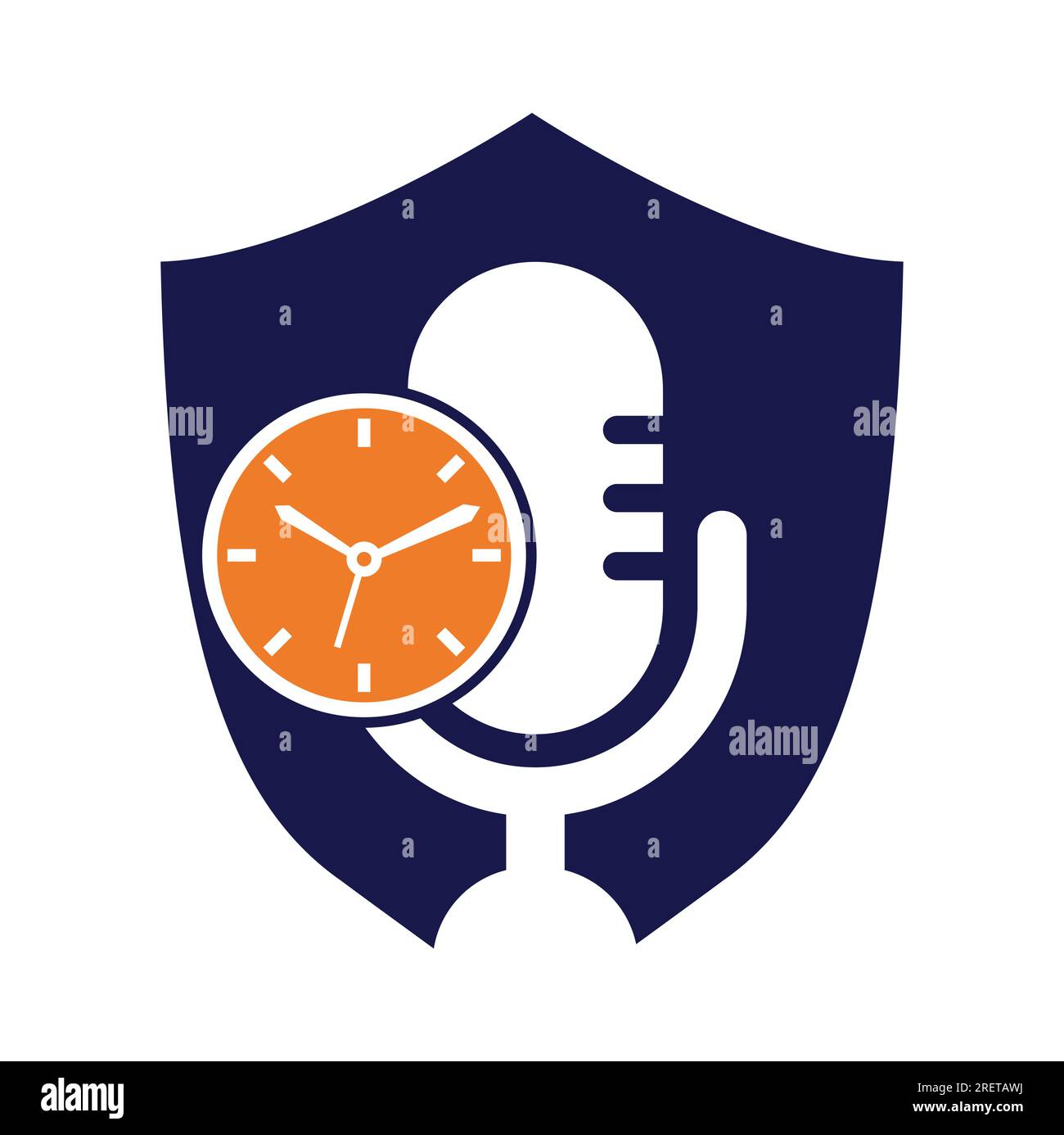 Podcast time vector logo design template. Mic clock vector logo design ...