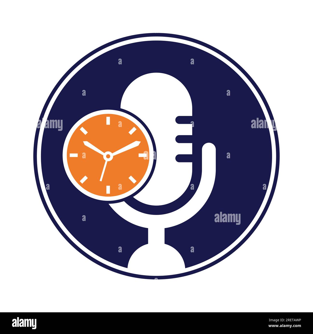 Podcast time vector logo design template. Mic clock vector logo design ...