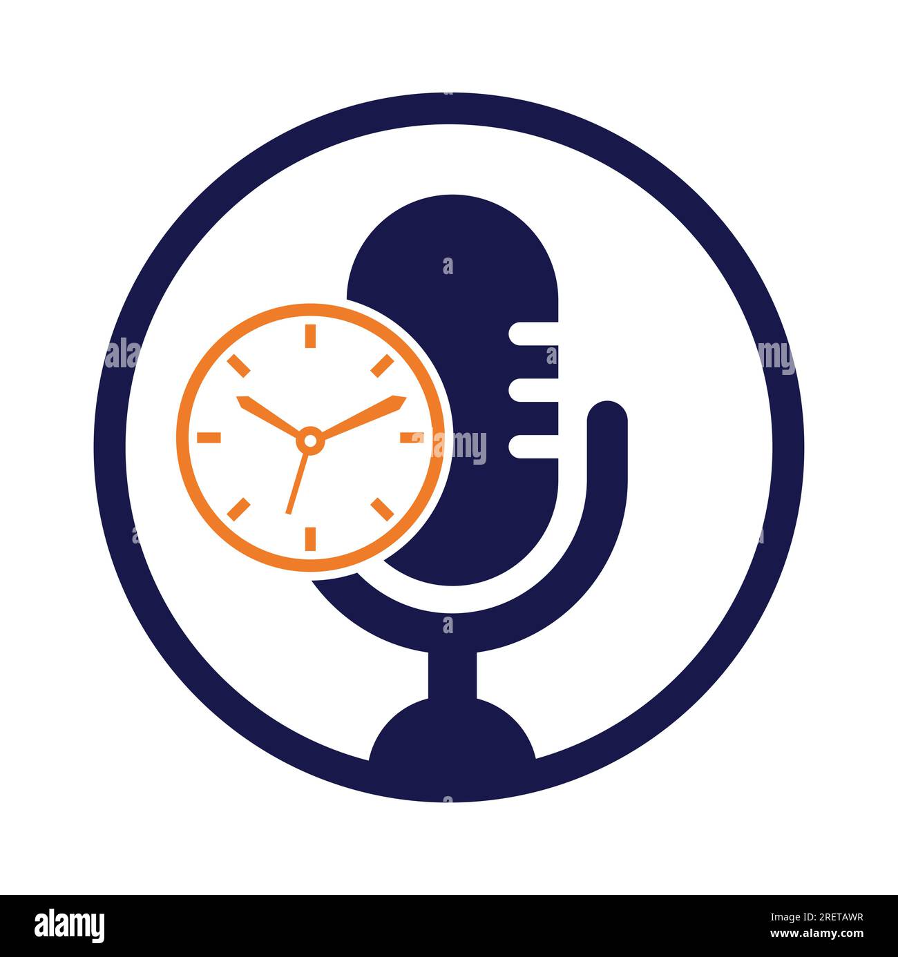 Podcast time vector logo design template. Mic clock vector logo design ...