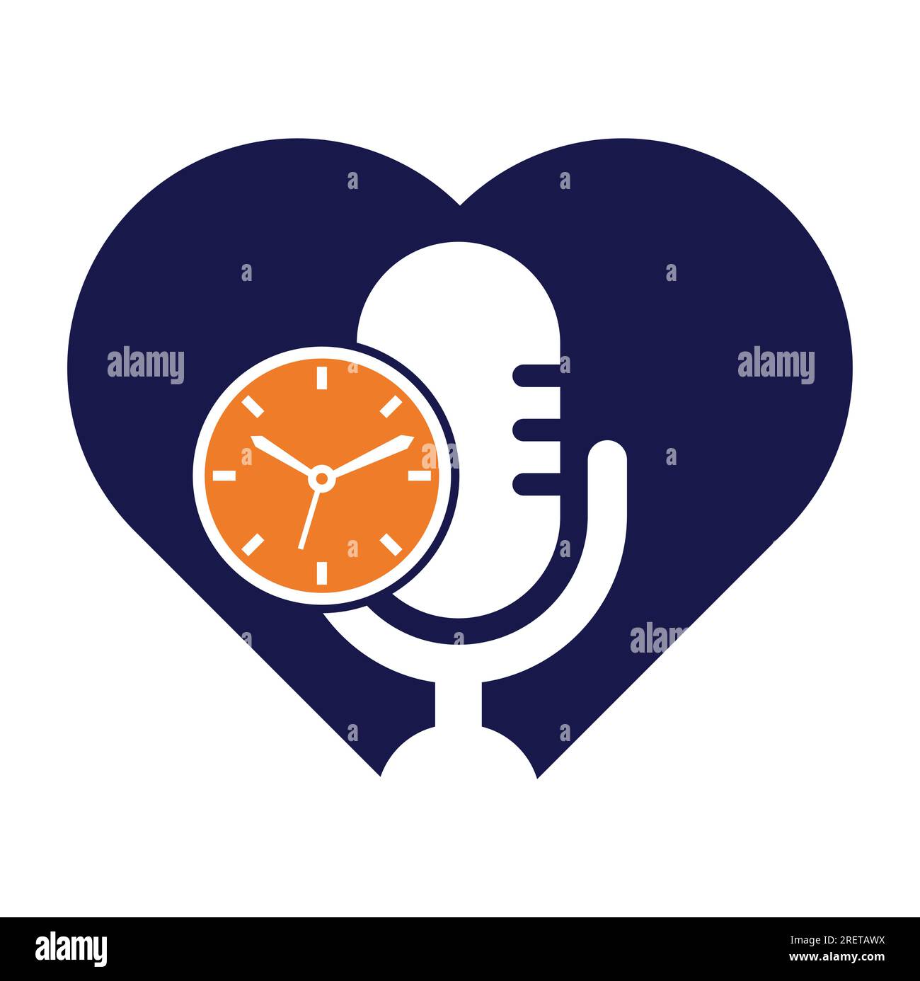 Podcast time vector logo design template. Mic clock vector logo design ...