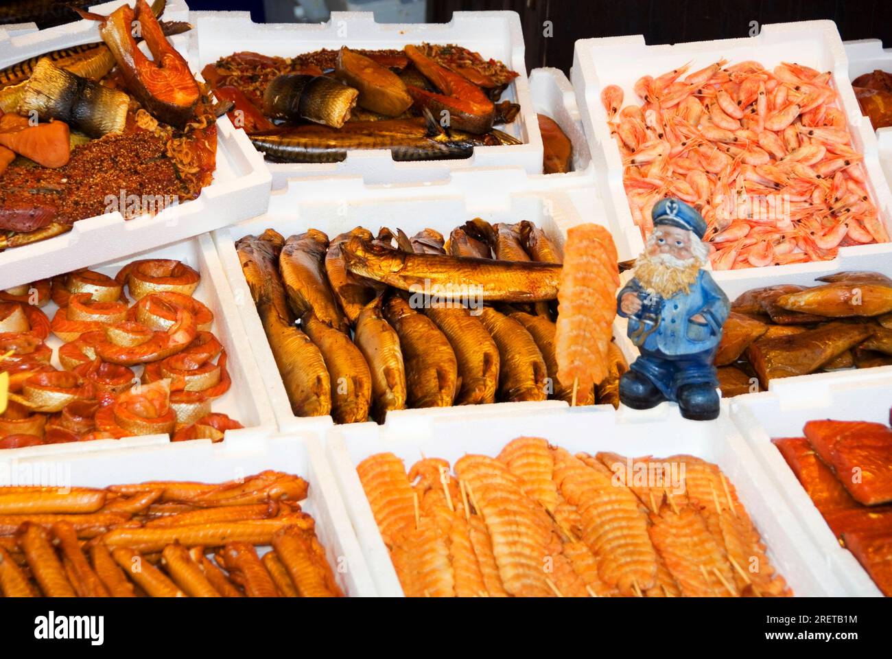 Sale of fish, Port of Wismar, Mecklenburg-Vorpommern, Germany, Smoked ...