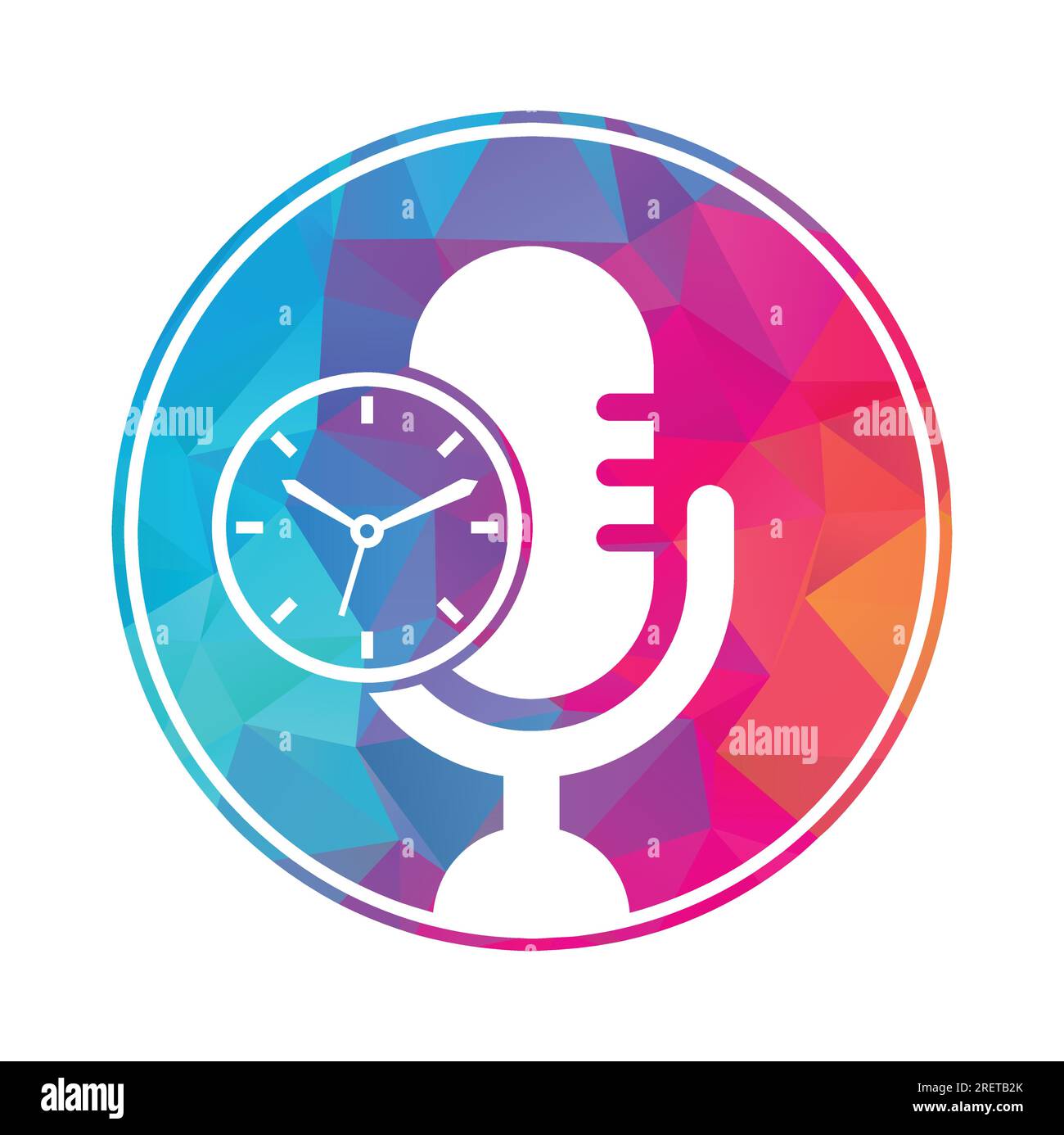 Podcast time vector logo design template. Mic clock vector logo design ...