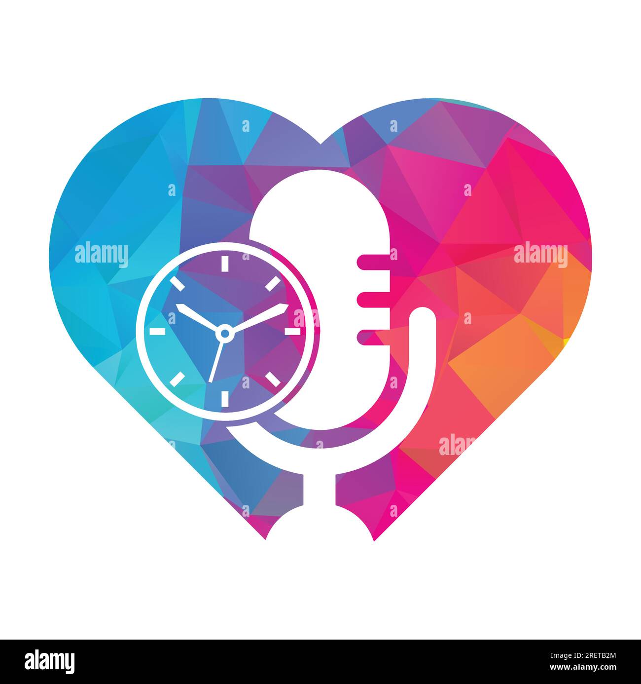 Podcast time vector logo design template. Mic clock vector logo design ...