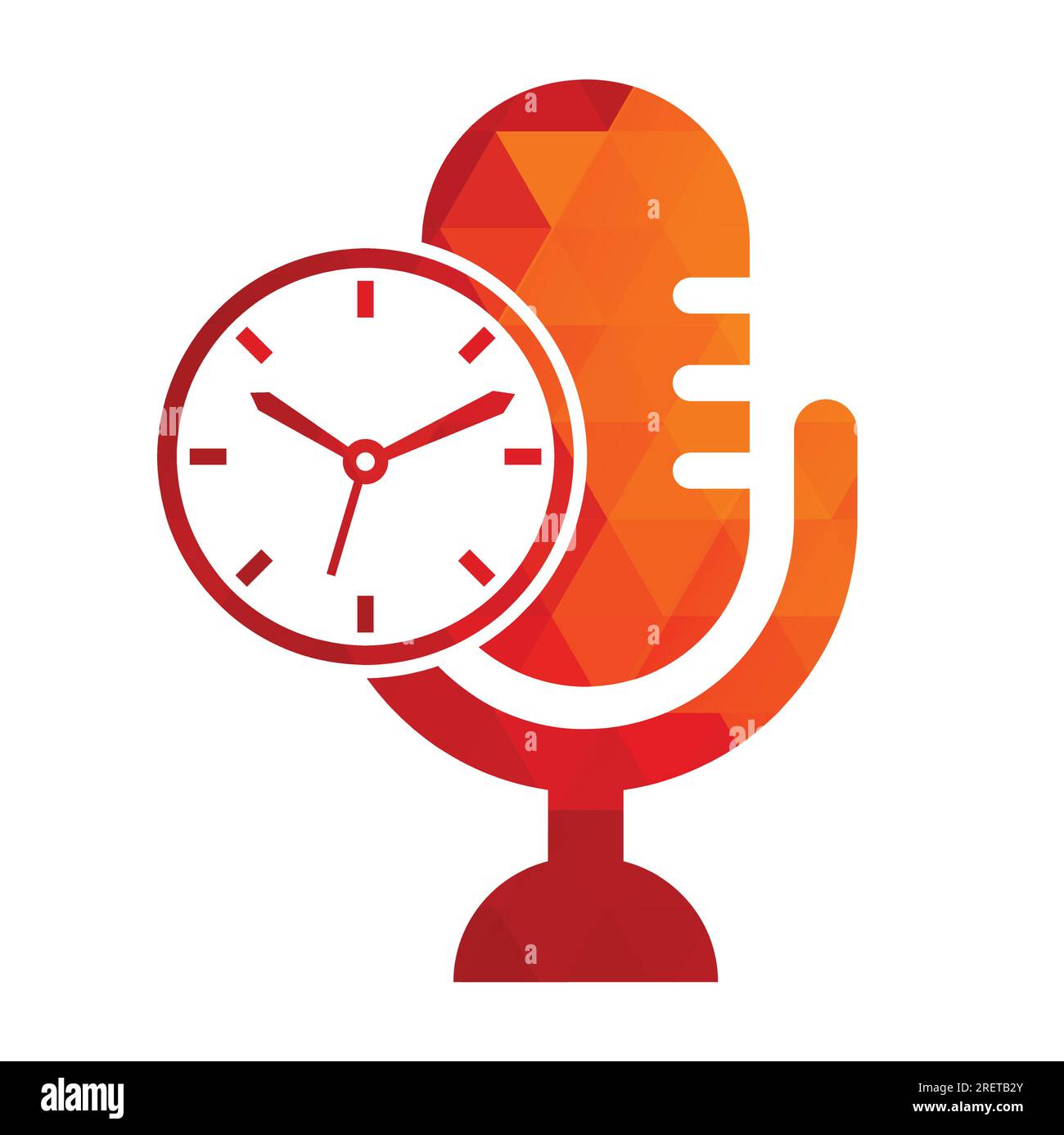 Podcast time vector logo design template. Mic clock vector logo design ...