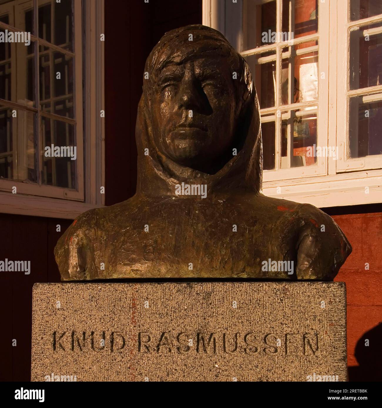 Bust of Knud Rasmussen in front of his birthplace, Ilulissat ...