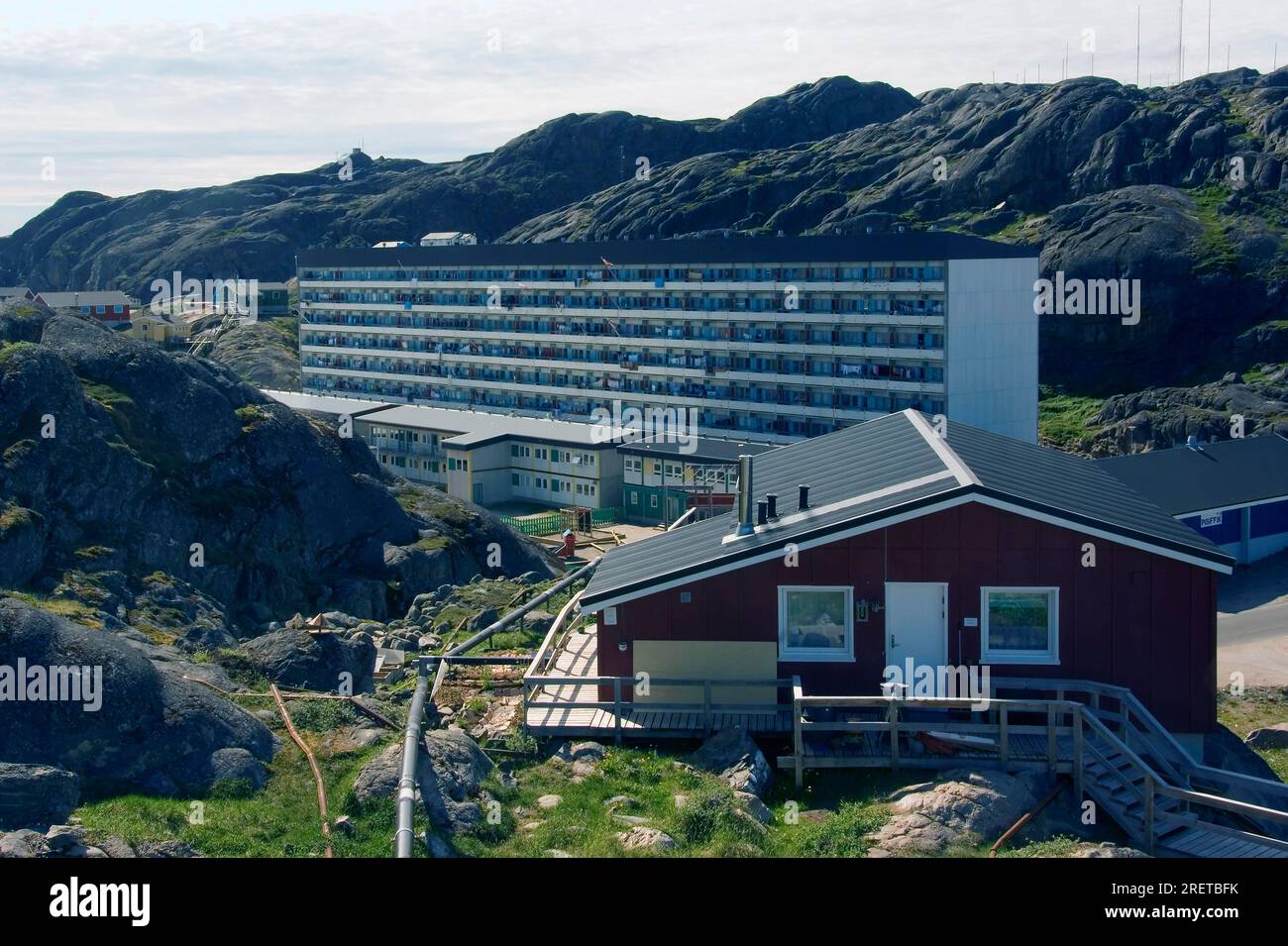 Houses, Sukkertoppen, Greenland, Maniitsoq Stock Photo - Alamy
