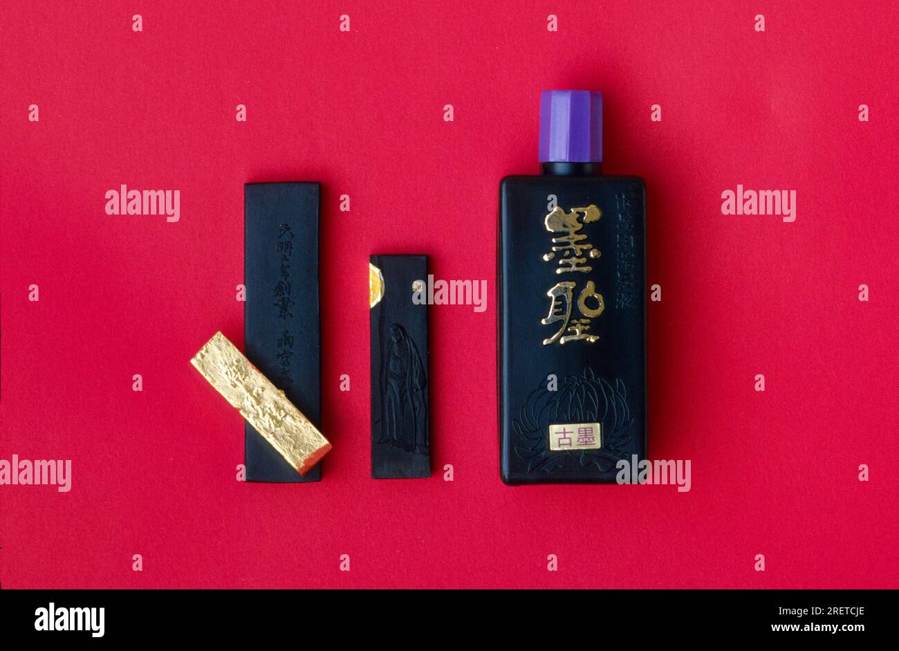 Chinese and Japanese calligraphy, ink stones and ink, freehand, object ...