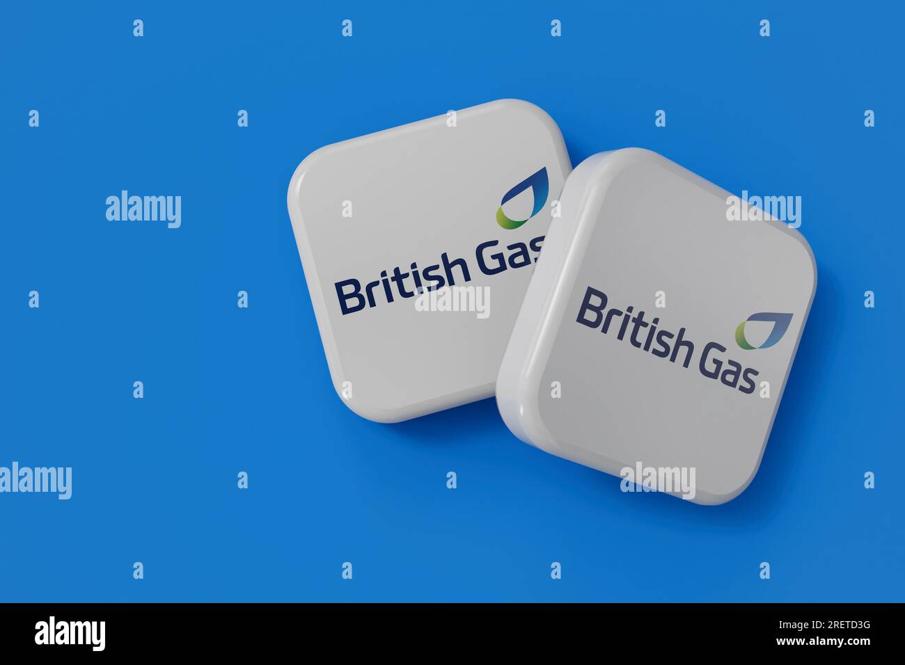 LONDON, UK - July 2023: British gas energy supplier company logo. 3D ...