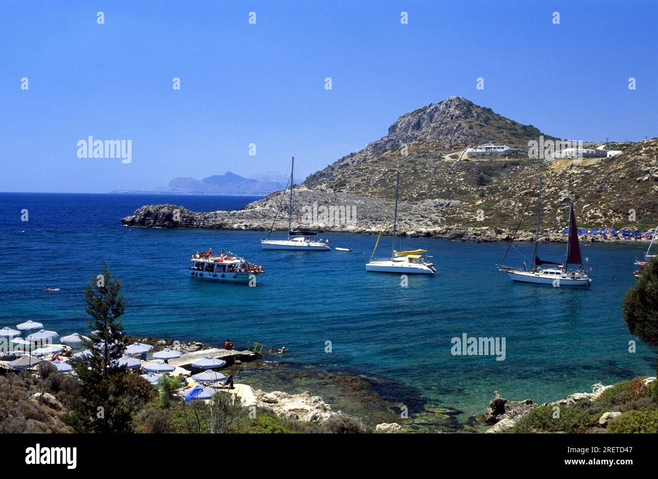Ladiko Beach near Faliraki, Rhodes Island, Dodecanese, Greece Stock ...