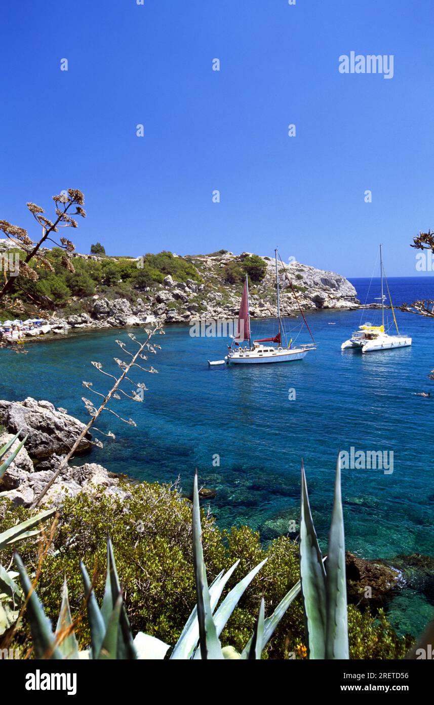 Ladiko Beach near Faliraki, Rhodes Island, Dodecanese, Greece Stock ...