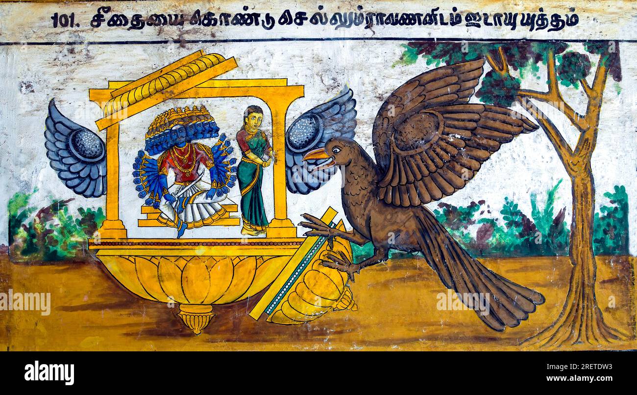 Ramayana epic murals paintings in Ramasamy Vishnu temple in Kumbakonam ...