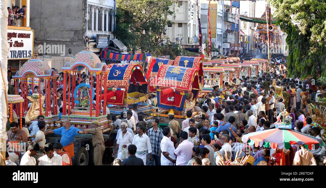 The sixty three Nayanmars are borne in palanquins and taken out in a ...