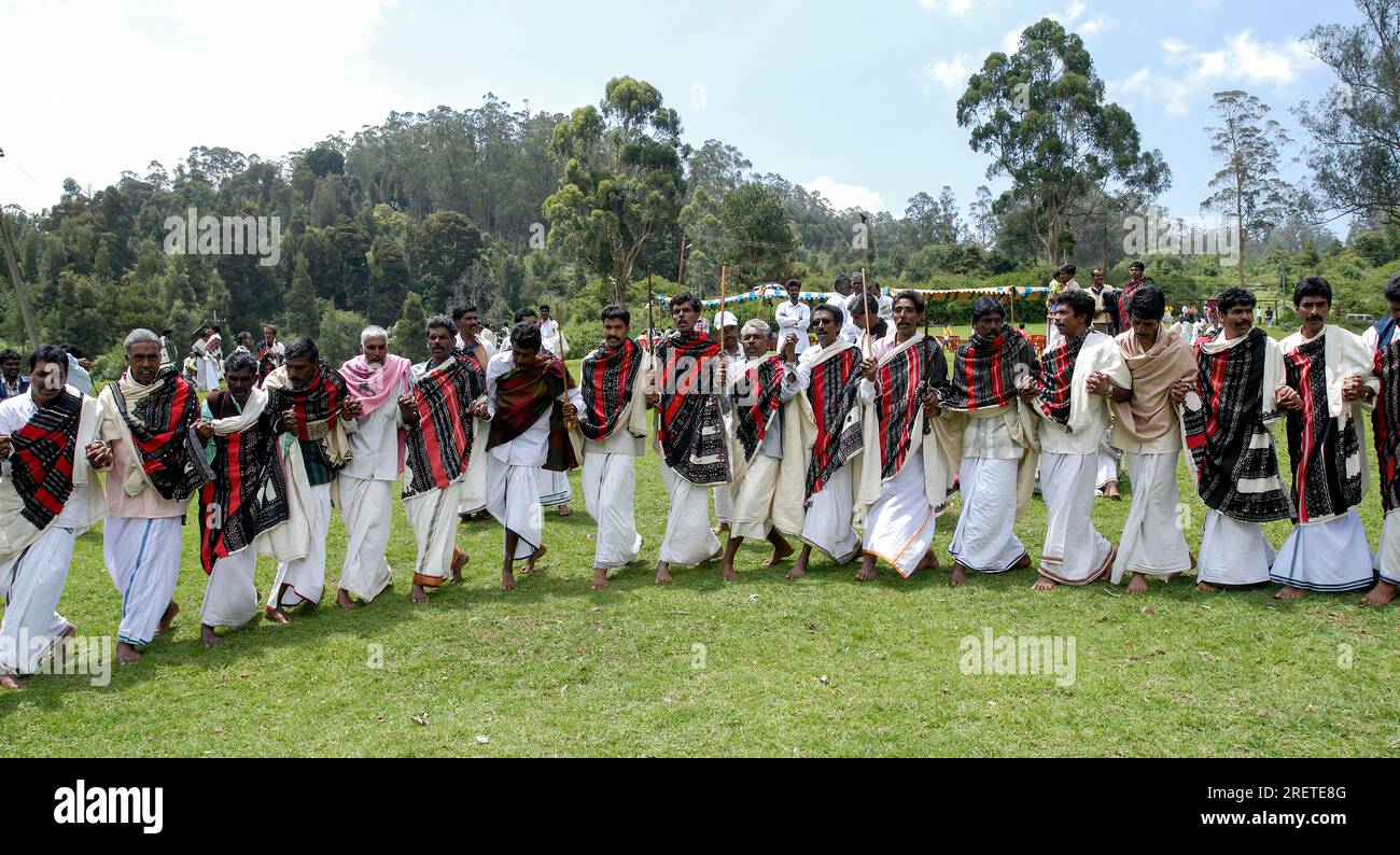 Toda men dancing, Nilgiris, Ooty Udhagamandalam, Tamil Nadu, South ...