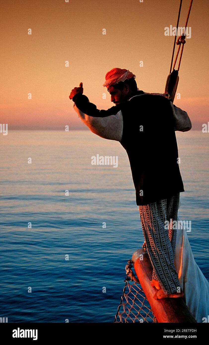 Captain on sailing ship, Red Sea, Sinai, Egypt Stock Photo - Alamy