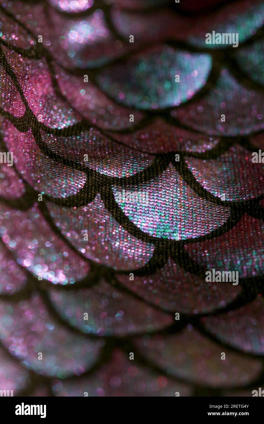 Mermaid tail pattern, close up. Sparkle spandex fish skin texture ...