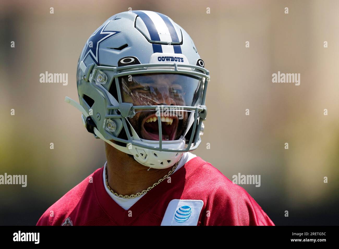 Dallas Cowboys quarterback Dak Prescott reacts as he successfully ...