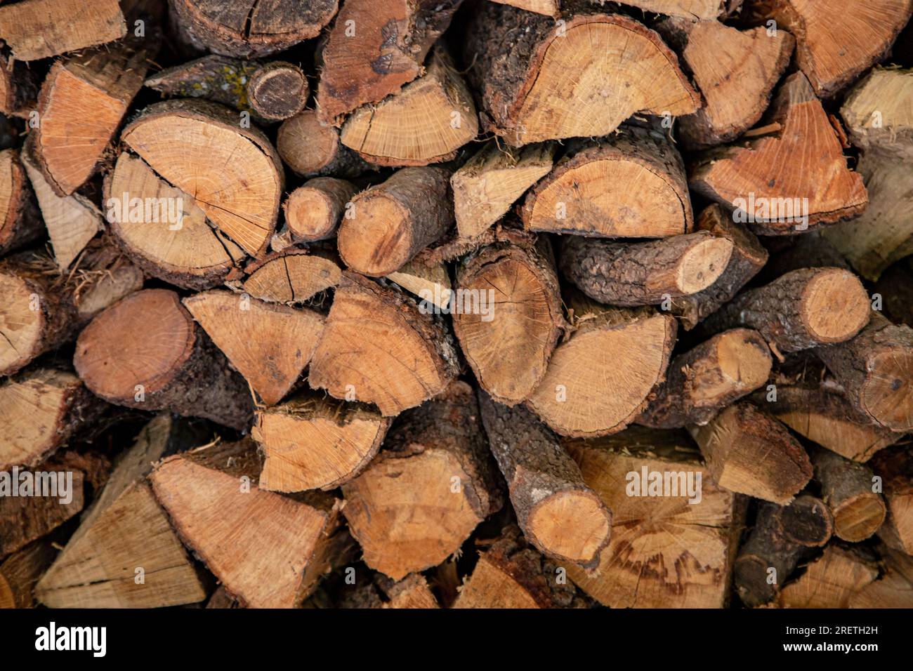 Stacked wood for natural wood burning cooker Stock Photo - Alamy