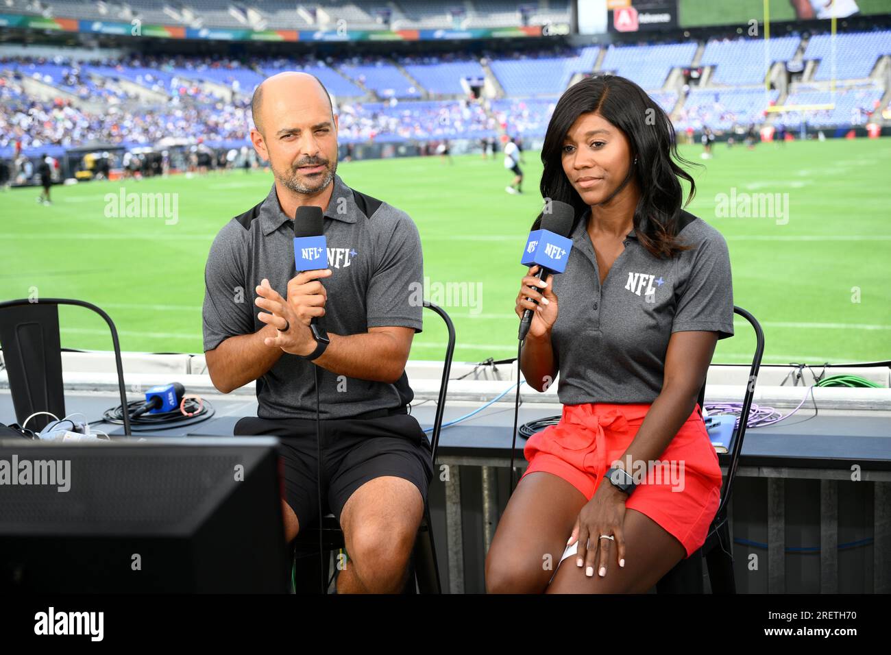 NFL Network reporters Mike Garafolo, left, and Sherree Burruss, right ...
