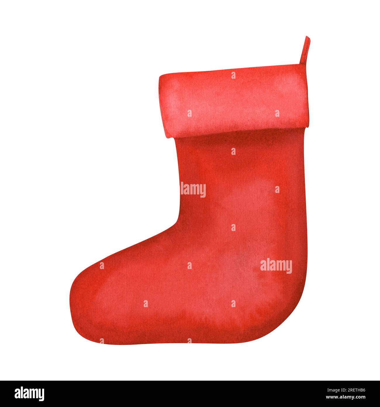 Watercolor Christmas empty red stocking isolated on white background ...