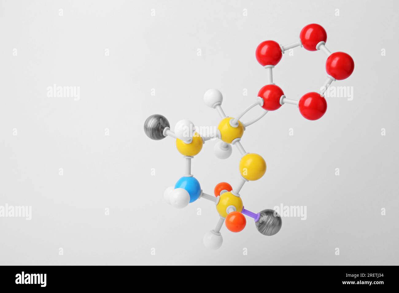 Structure of molecule on white background. Chemical model Stock Photo ...