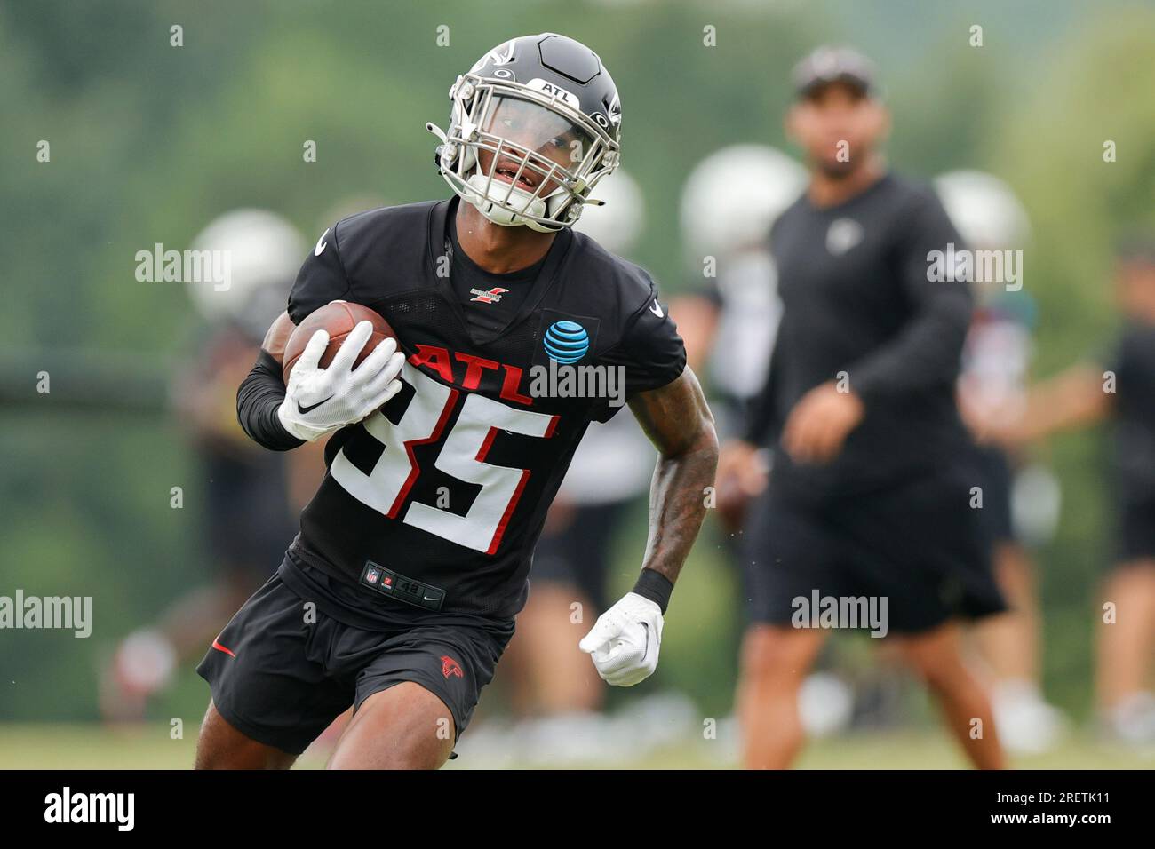 Atlanta Falcons cornerback Natrone Brooks (35) runs a drill during the ...