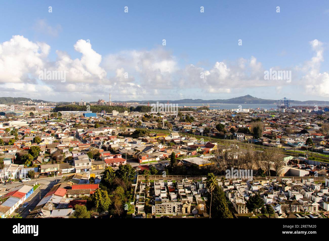 Partial view of the port area in the city of Talcahuano, Chile Stock ...