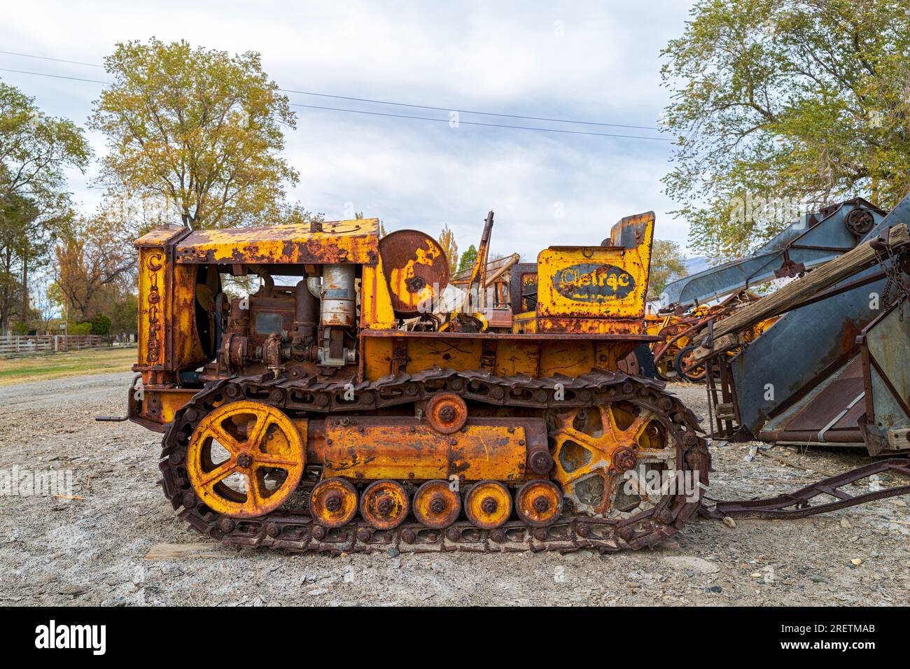 The side of a rusty antique Cletrac Model 20 tractor Stock Photo - Alamy