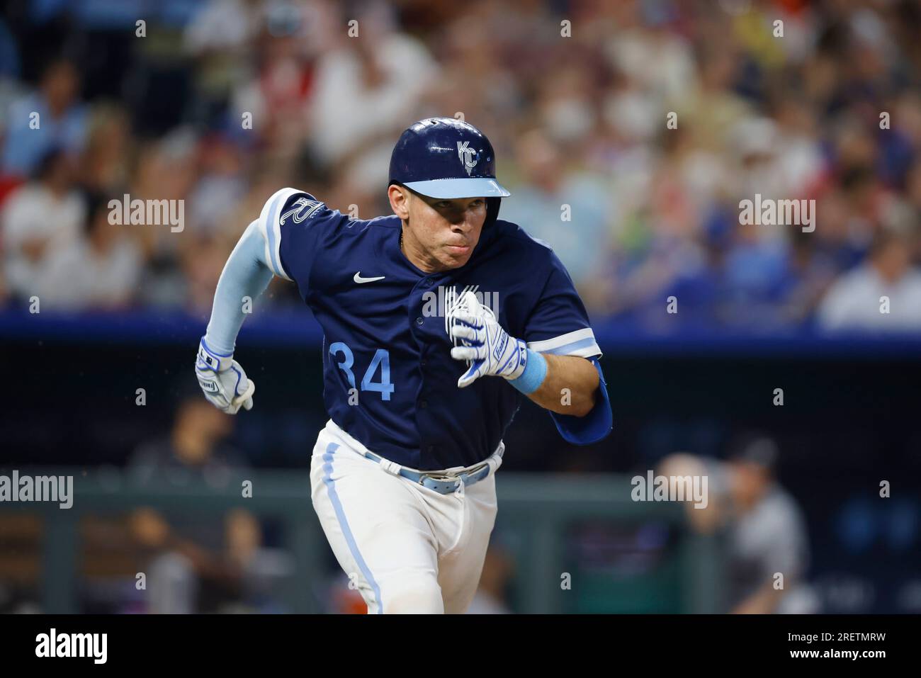 Kansas City Royals' Freddy Fermin singles in the ninth inning of a ...