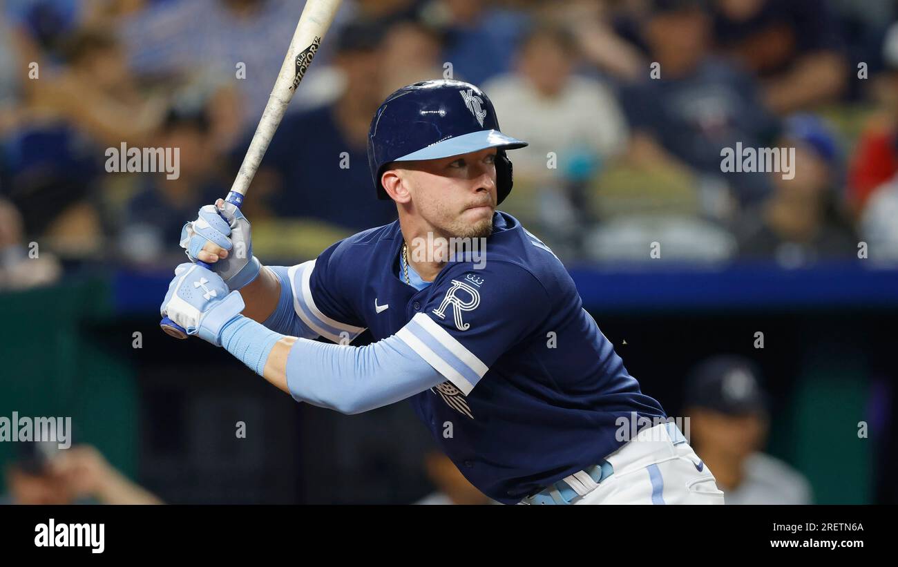 Kansas City Royals' Drew Waters during a baseball game in Kansas City ...