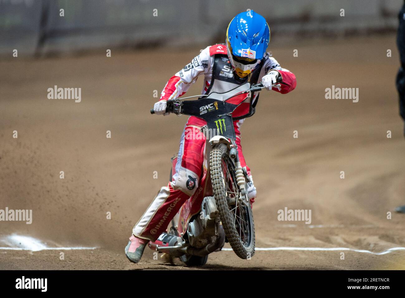 Wroclaw, Poland. 29th July, 2023. Maciej Janowski (Blue) of Poland in ...
