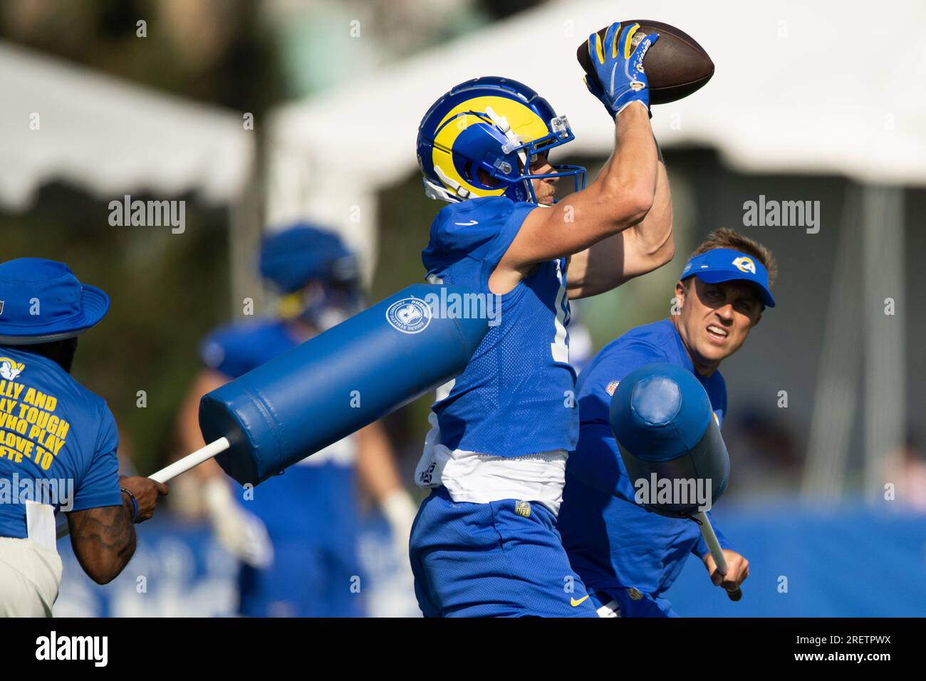 Los Angeles Rams wide receiver Cooper Kupp, center, works on a drill at ...