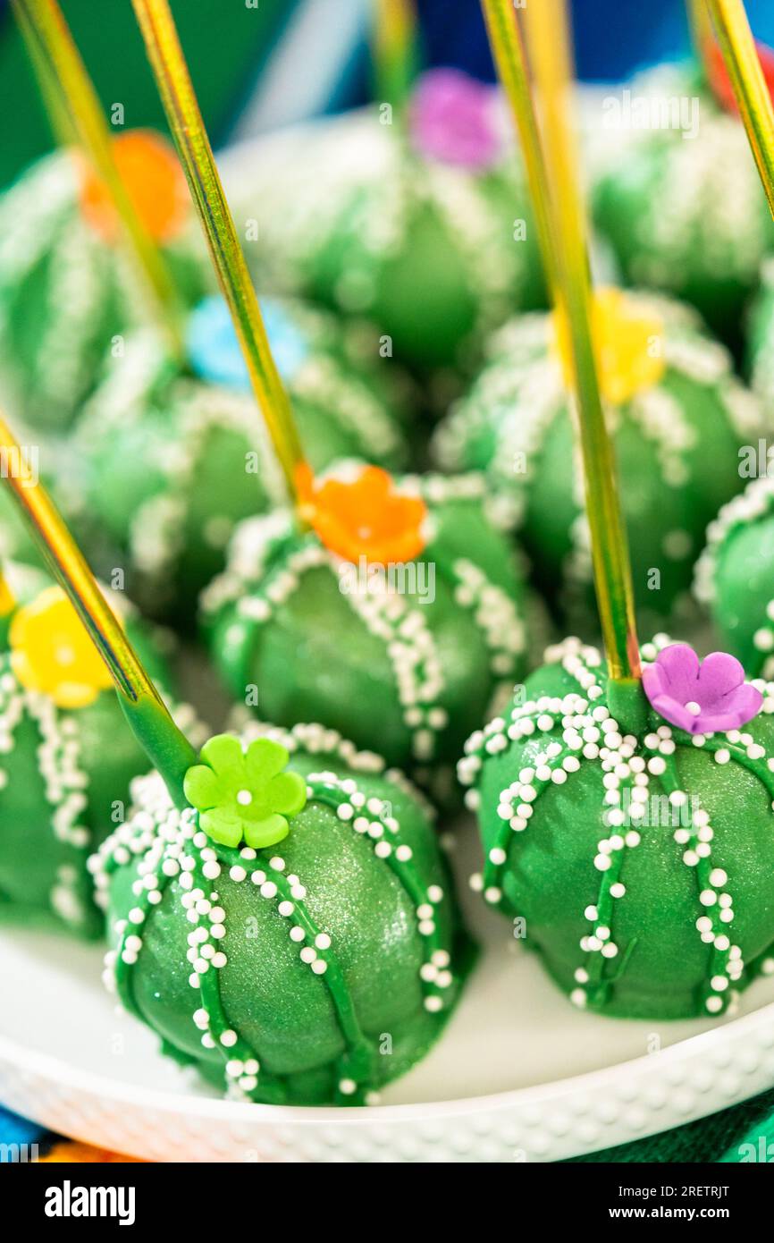 Delicious cactus cake pops for Cinco de Mayo celebration Stock Photo ...