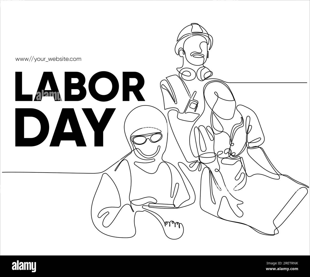 Happy Labour Day simple vector web banner. Set of tools. Lettering ...