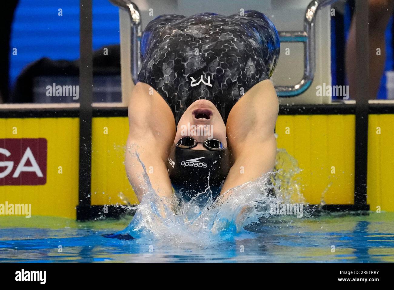 Julie Keep Jensen of Denmark competes during the women's 4x100m medley ...