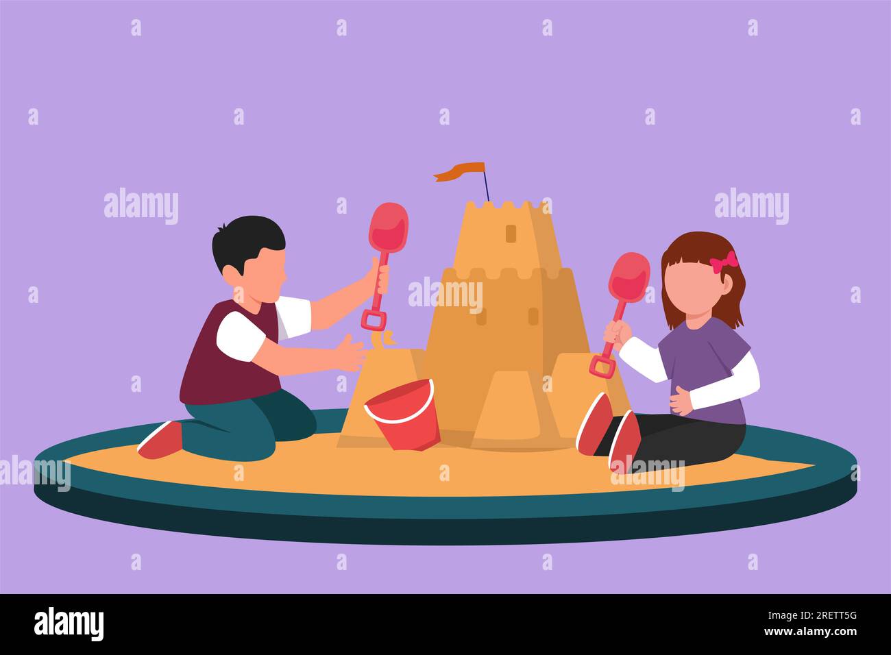 Character flat drawing of happy little boy and girl of preschool age ...