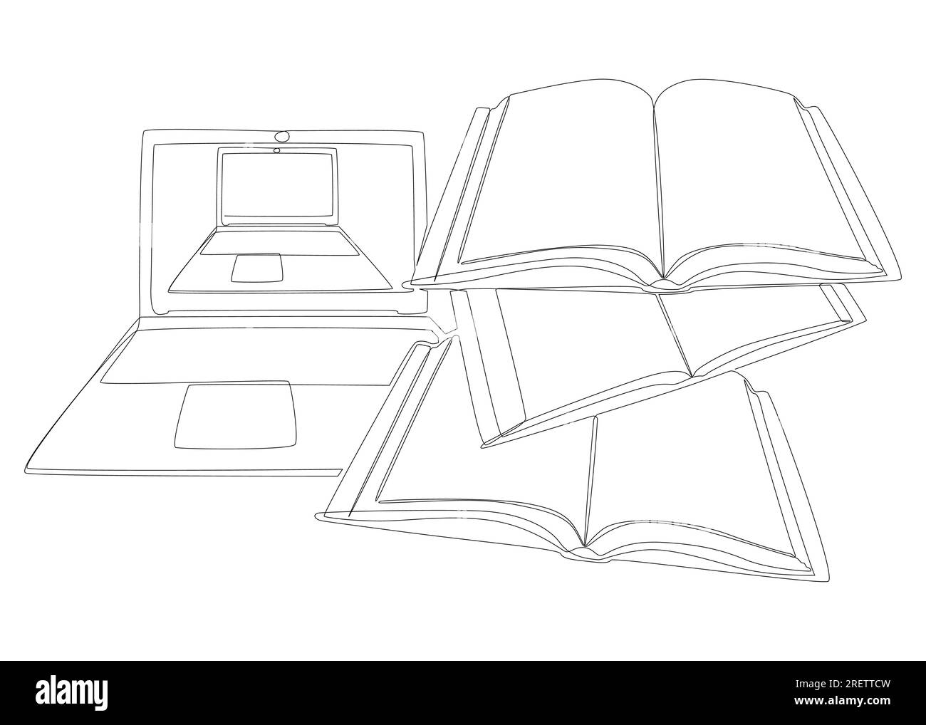 Books with laptop Stock Vector Images - Alamy